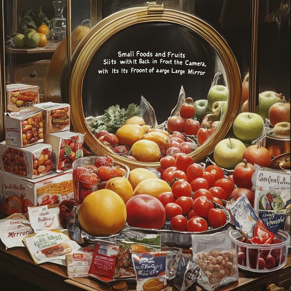 Still Life of Assorted Fruits, Vegetables, and Packaged Snacks ...