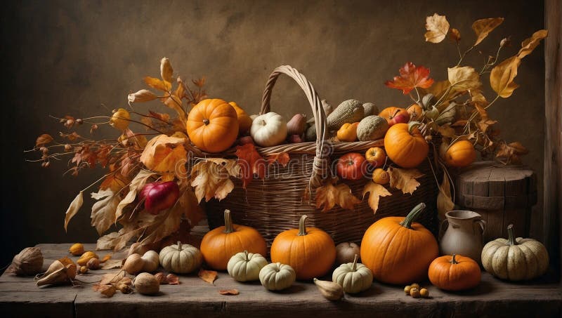 Still Life with Autumn Elements. AI Generated Stock Illustration ...
