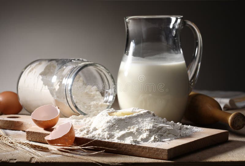 Still-life with Baking Ingredients Stock Photo - Image of drink ...