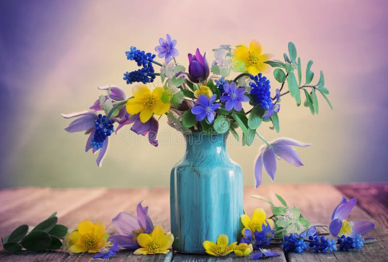 Still Life with Beautiful Flowers Stock Photo - Image of antique ...
