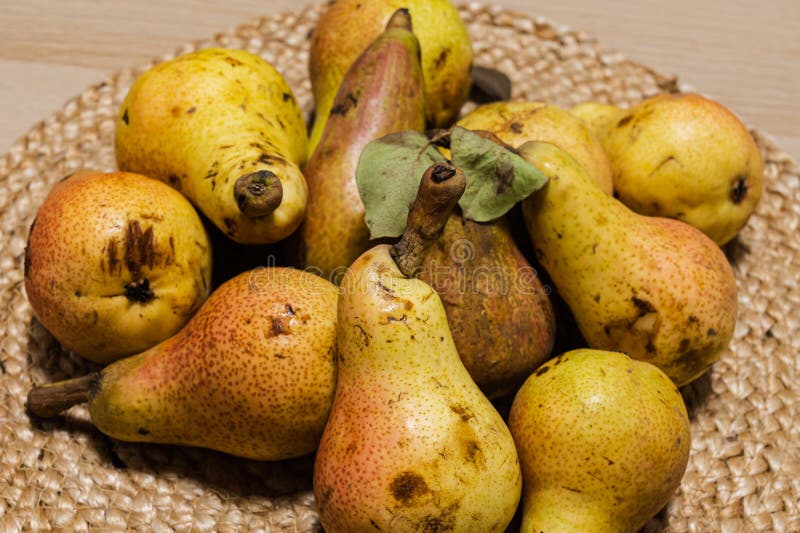 Still Life of Beautiful Pears Stacked on the Table Stock Photo - Image ...