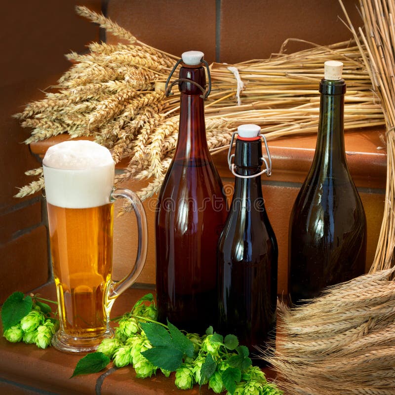Still Life with Beer Bottles Stock Image - Image of ripened, bitter ...