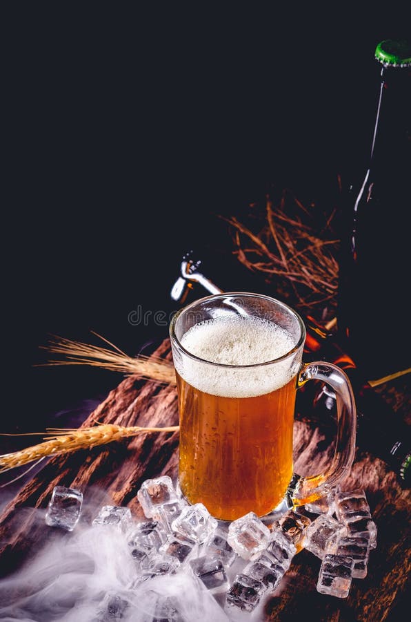 Still Life with of Beer and Draft Beer with Ice by the Glass Stock ...