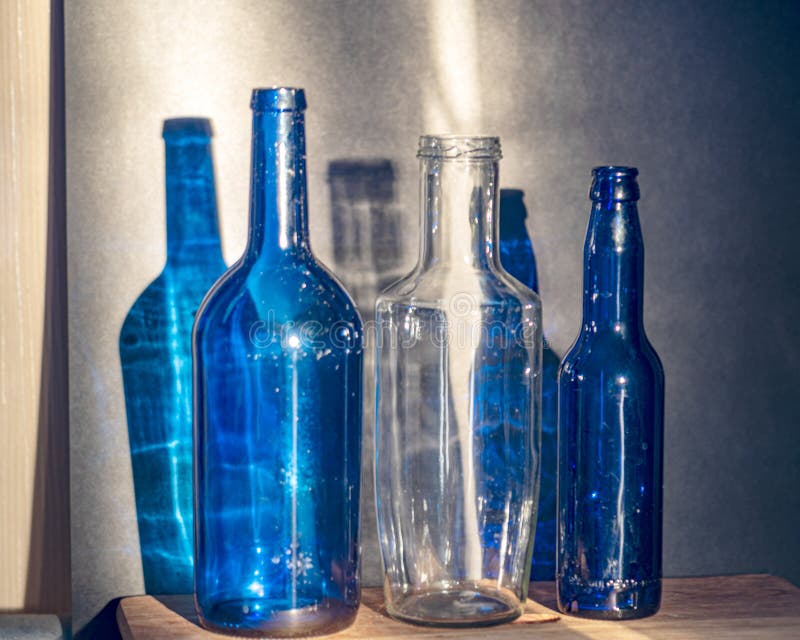Still Life with Blue Glass Bottles, Quiet Shadows in the Background ...
