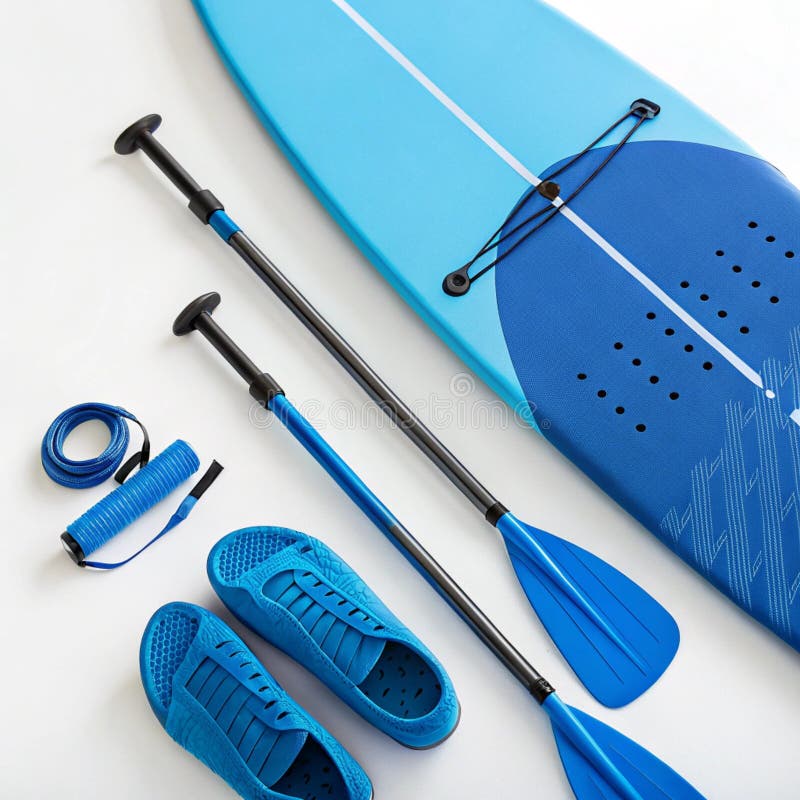 Still Life of Blue Paddle Equipment Stock Illustration - Illustration ...