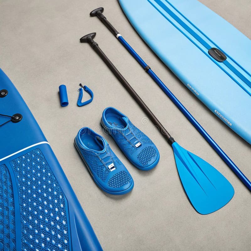 Still Life of Blue Paddle Equipment Stock Illustration - Illustration ...