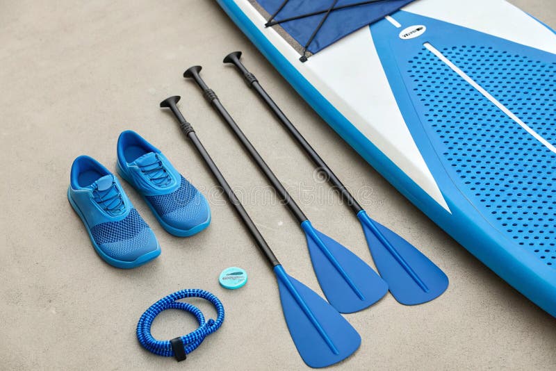 Still Life of Blue Paddle Equipment Stock Illustration - Illustration ...
