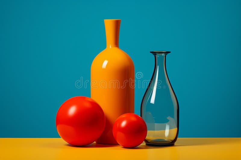 Still Life with Bold Colored Objects. Generative by Ai Stock ...