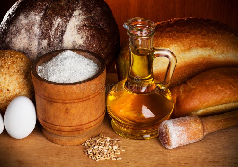 Still-life of Bread Baking Elements Stock Image - Image of organic ...