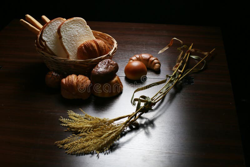 A Still Life with Breads and Wheats Stock Image - Image of baked, white ...
