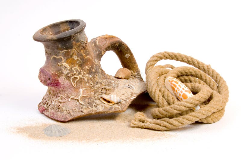 Still-life with Brocken Amphora and Rope Stock Photo - Image of pottery ...