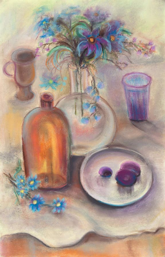 Still Life with a Brown Bottle Stock Illustration - Illustration of ...