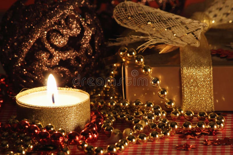 Still Life with the Candle and the Gift. Stock Image - Image of ...