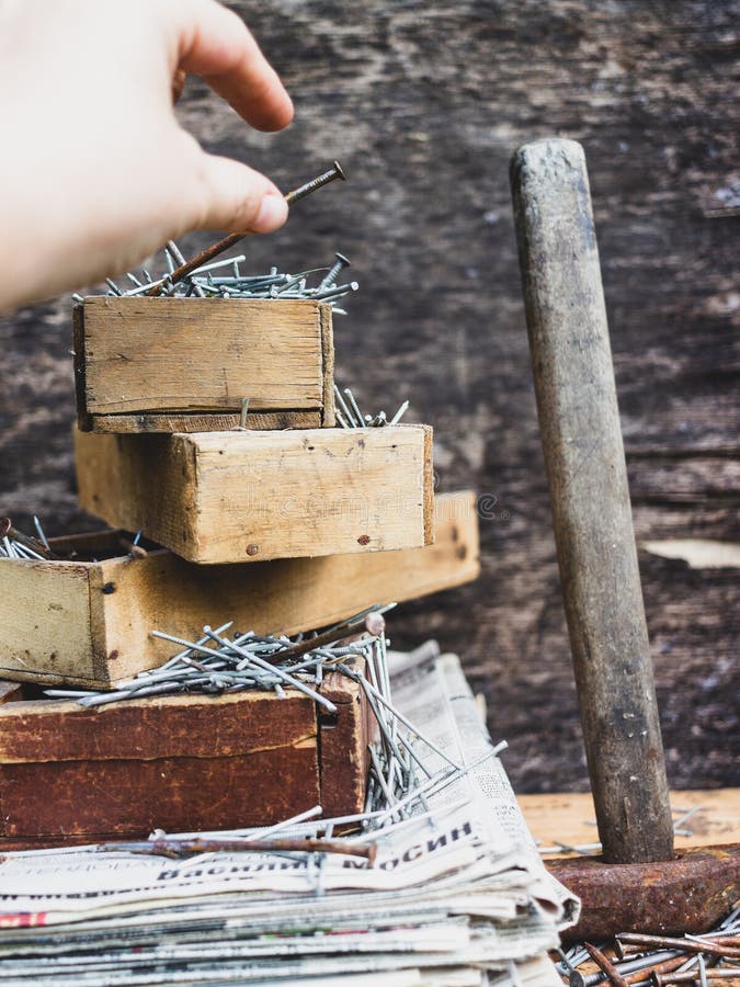 Still Life with Carpentry Vintage Tools on a Wooden Background Stock ...