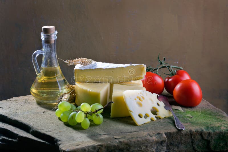 Still life with cheese stock image. Image of grape, nourishment - 20280325
