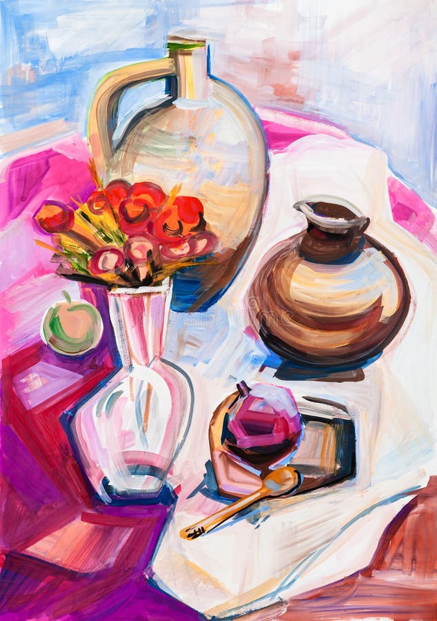 Still life on cloth stock illustration. Illustration of spoon - 86279615