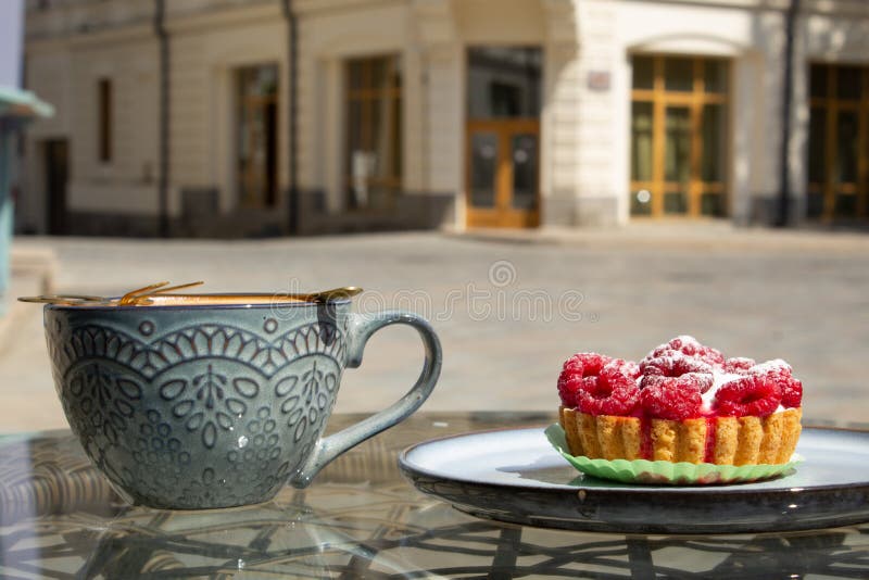 Still Life, Coffee and Cake in a Cafe on the Street Stock Image - Image ...