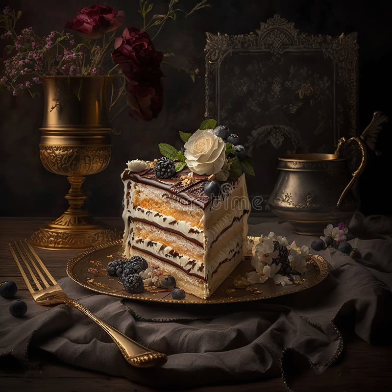 Still Life with Coffee and Cake . Stock Illustration - Illustration of ...