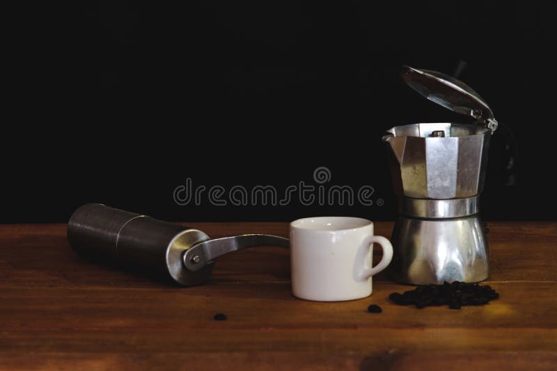 Still Life Coffee Maker and Cup Stock Image - Image of cafe, food ...