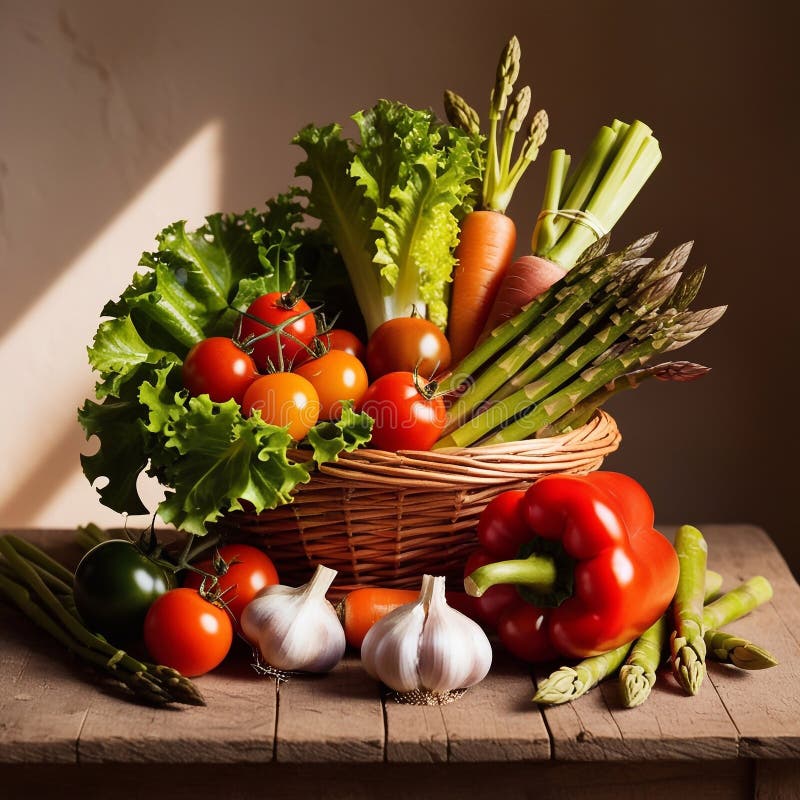 Still Life Composition Featuring an Assortment of Colorful Vegetables ...