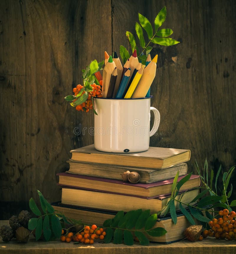 Still Life Concept Back School Stock Image - Image of leaves, october ...