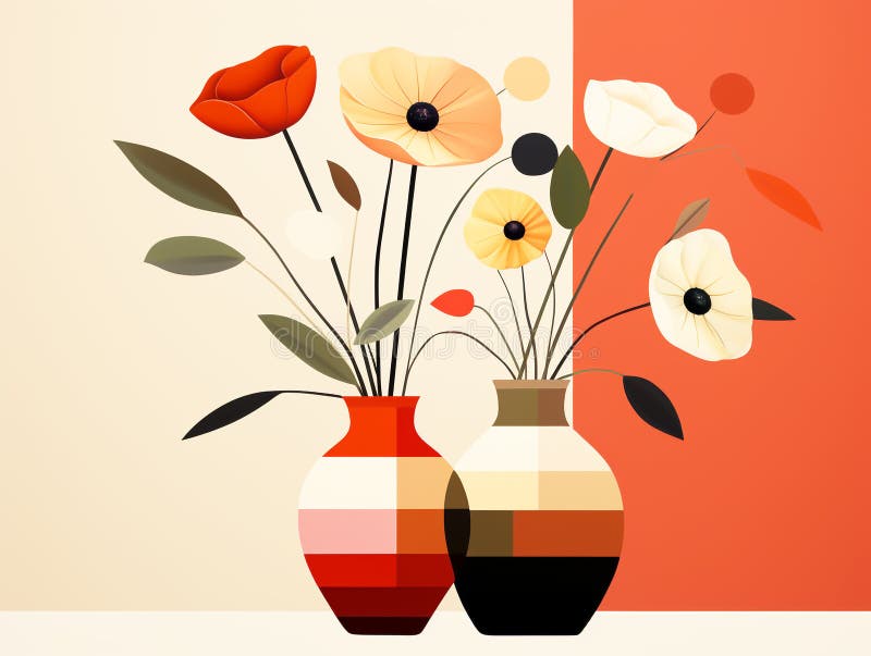 Still Life Cubism Illustration of Flowers Stock Illustration ...