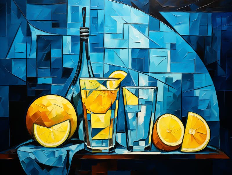 Still Life Cubism Meal Illustration Stock Illustration - Illustration ...