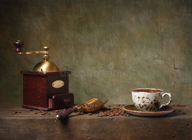 Still Life with Cup of Coffee Stock Photo - Image of gold, brown: 37943664