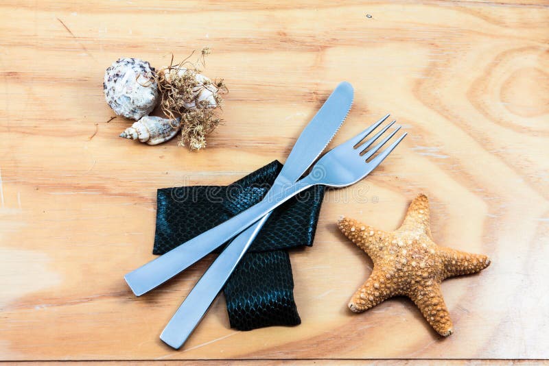 Still Life Cutlery and Shell Stock Image - Image of flower, holiday ...