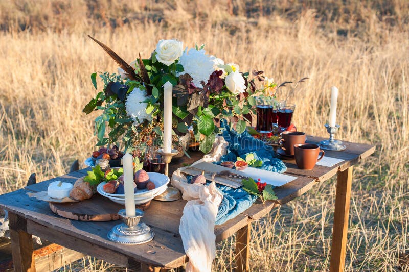 Still Life of the Decorated Table Stock Photo - Image of dinner ...