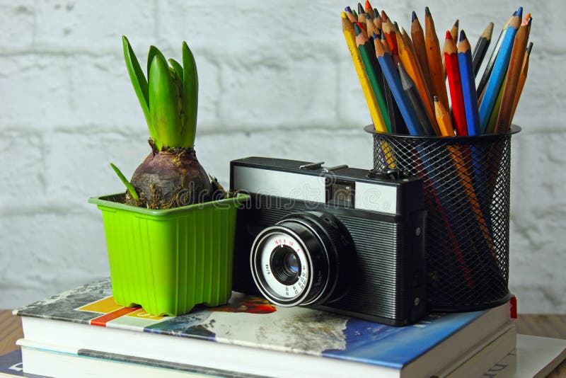 Still life on the desk stock photo. Image of desk, green - 137713058