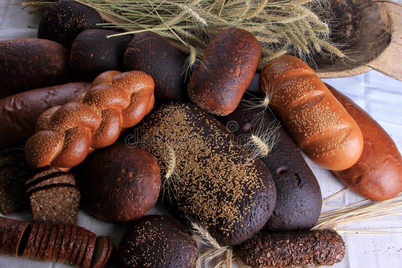 Still Life with Different Types of Bread: Black, Rye, White Bread ...