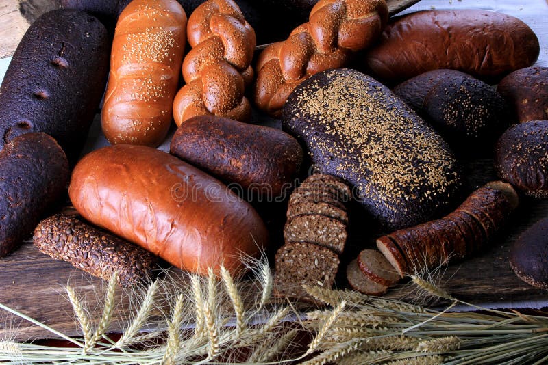 Still Life with Different Types of Bread: Black, Rye, White Bread ...
