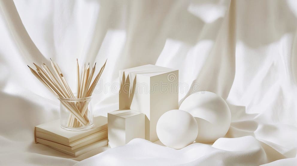 Still Life for a Drawing Lesson Using Minimalist Geometric Plaster ...