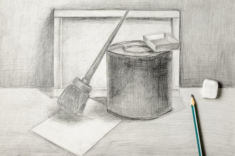 The Still Life is Drawn in Pencil. the Concept of Learning To Draw ...