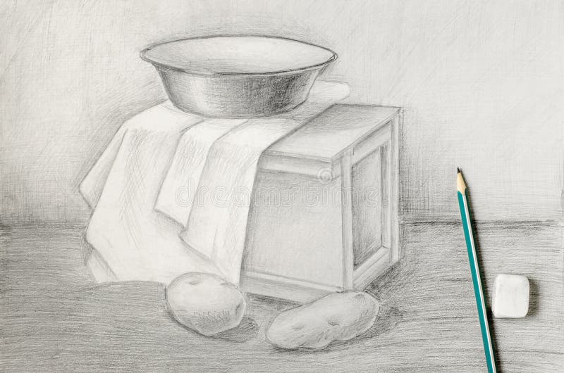The Still Life is Drawn in Pencil. the Concept of Learning To Draw ...