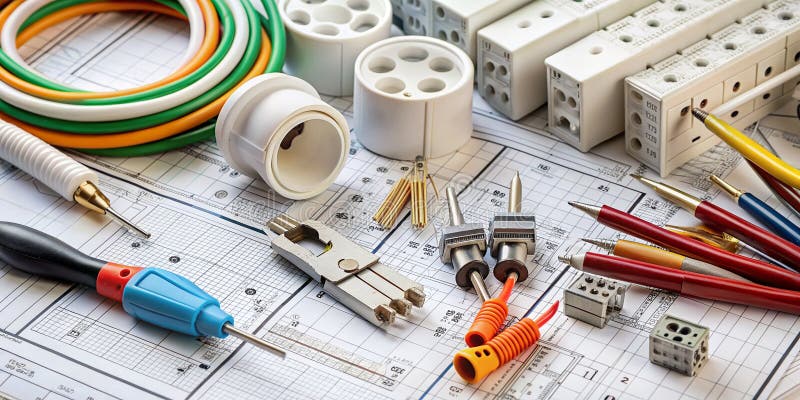 Still Life of Electrical Components Arranged on Plans AI-Generated ...