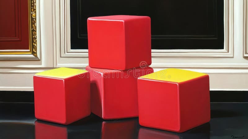 Red and Yellow Cubes Still Life Modern Art Stock Illustration ...
