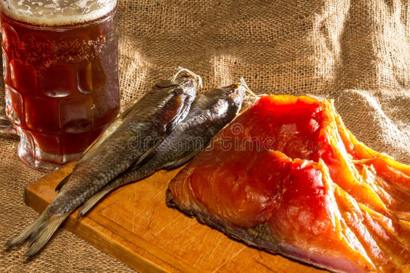 Still Life With Fish And Beer On Burlap. Stock Image - Image of seafood ...