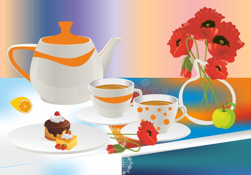 Still life with flowers stock illustration. Illustration of flowers ...