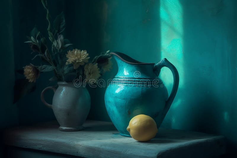 Still Life with Flowers and Jug. Generative AI. Stock Illustration ...