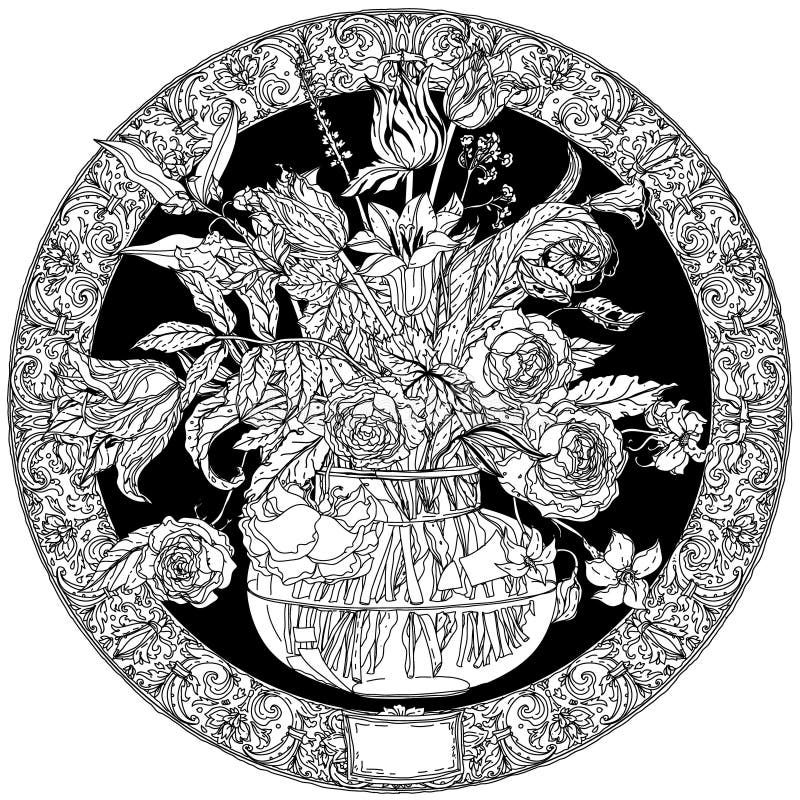 Still life with flowers stock vector. Illustration of painting - 62774632