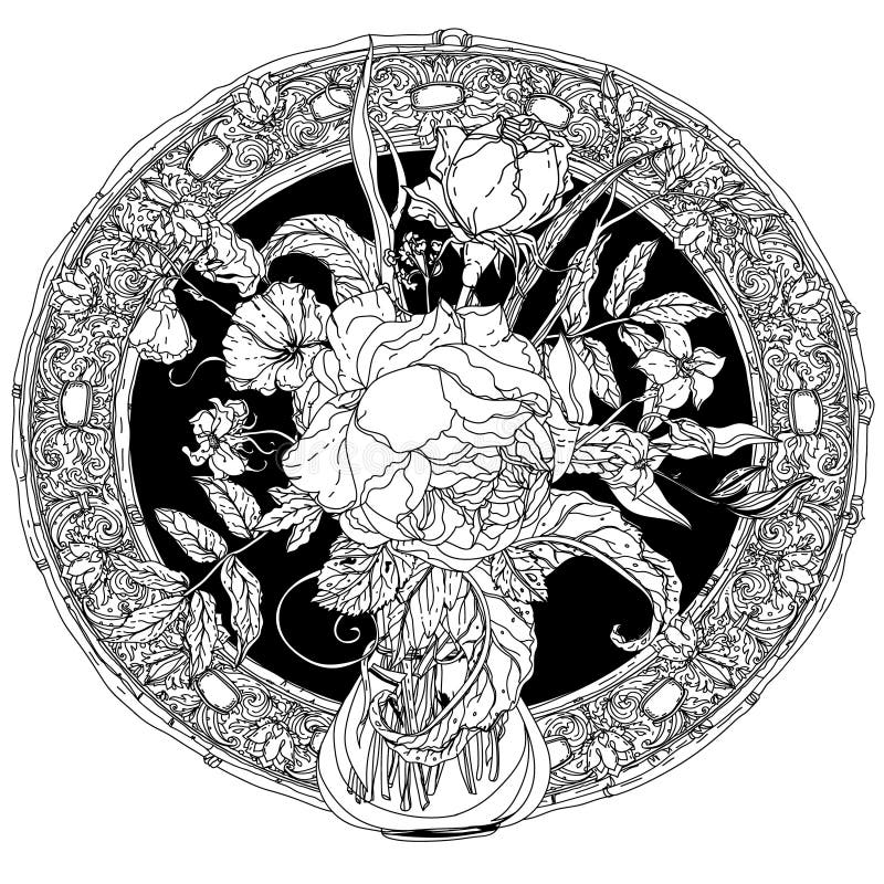 Still life with flowers stock vector. Illustration of ornate - 66516092