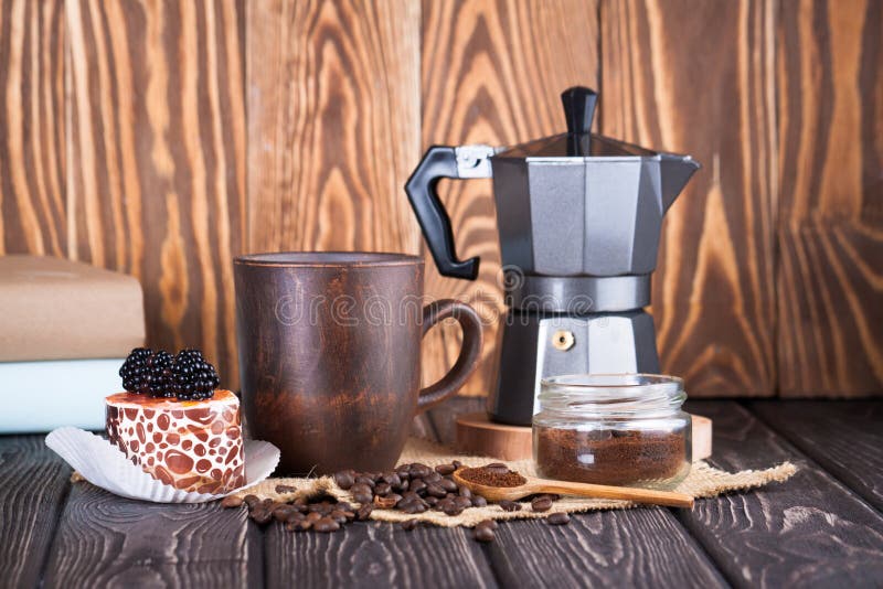 Still Life with Fresh Espresso Coffee Cup Stock Photo - Image of drink ...