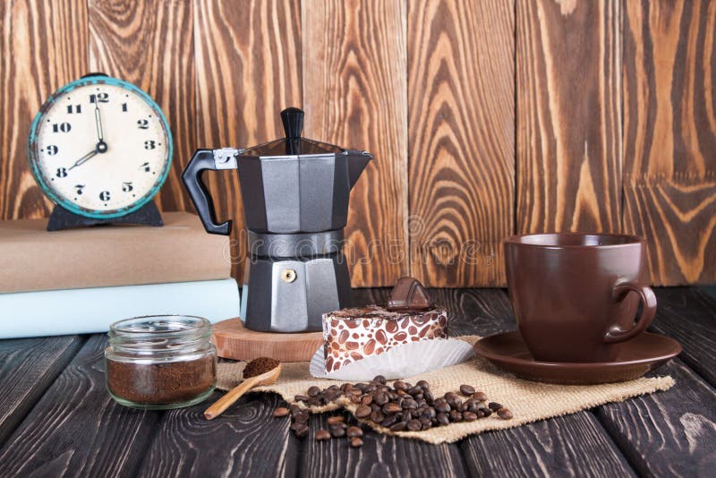 Still Life with Fresh Espresso Coffee Cup Stock Photo - Image of aroma ...