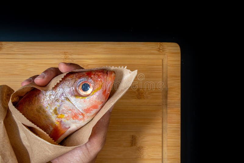 Still Life with Fresh Fish and Ingredients for Cooking Stock Photo ...