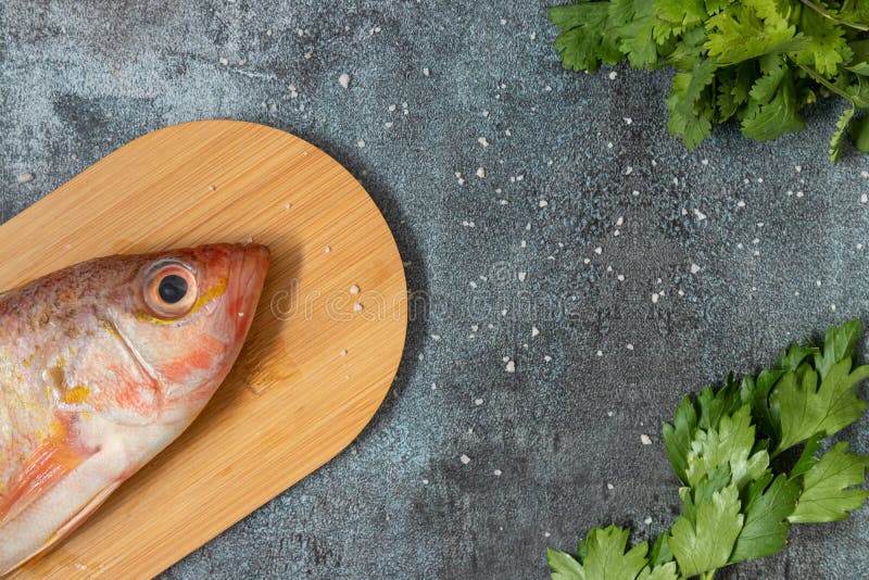 Still Life with Fresh Fish and Ingredients for Cooking Stock Image ...