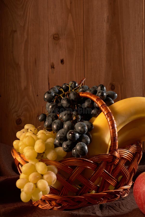 Still life fruit basket stock photo. Image of painting - 78231494