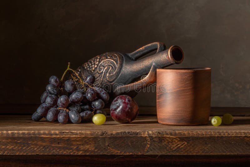 Still Life with Fruit in a Classic Style Stock Image - Image of juicy ...