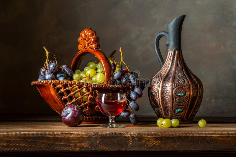 Still Life with Fruit in a Classic Style Stock Photo - Image of pears ...